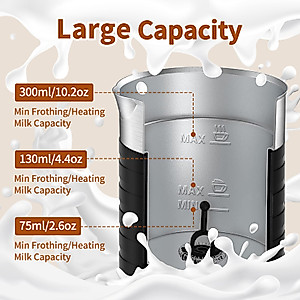 4 In 1 Electric Milk Frother Steamer - Hot and Cold Coffee Foam Froth Maker 350ml/12oz, Automatic Milk Warmer Foamer for Latte, Cappuccinos, Macchiato, Chocolate