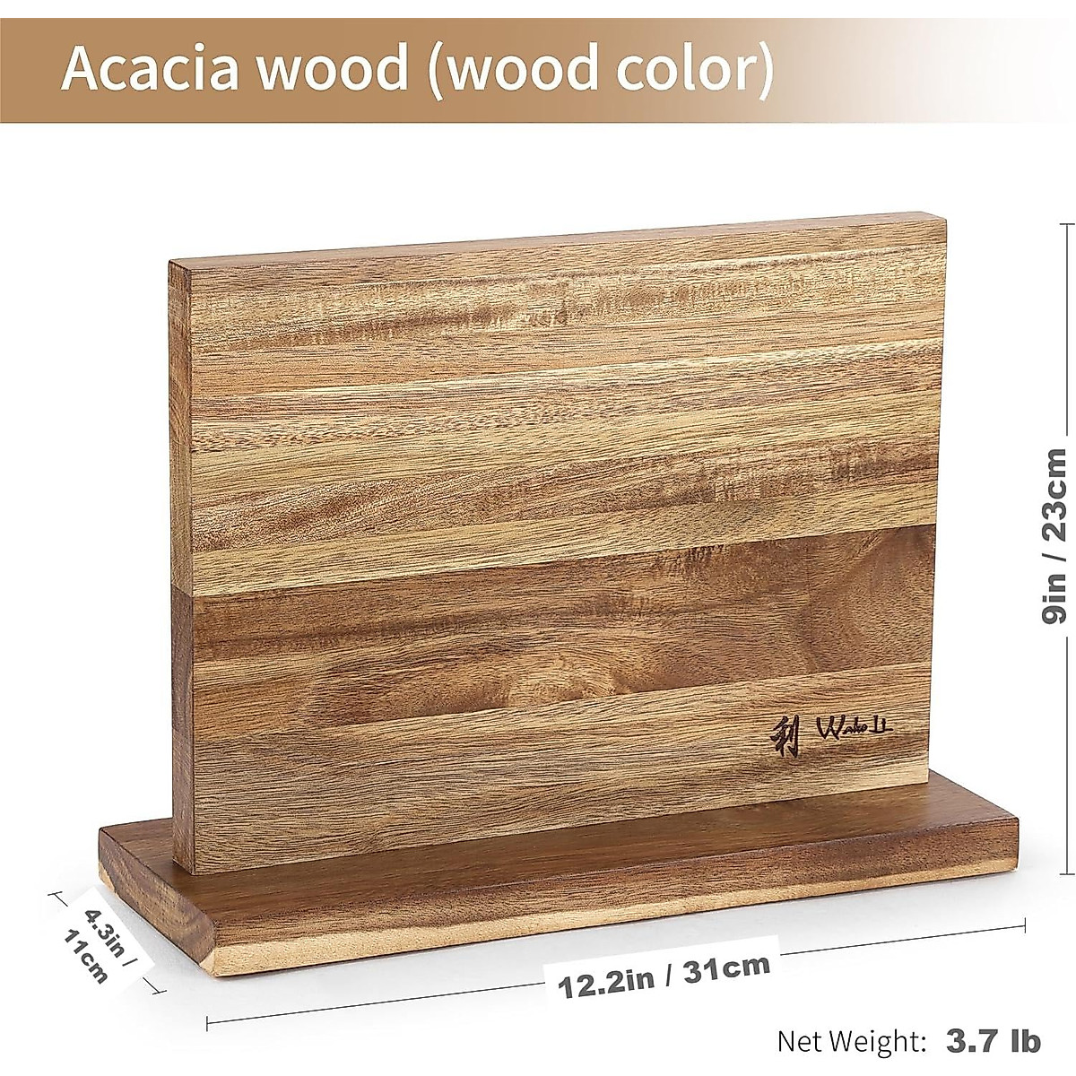 Wakoli Knife Block Sets, 5 Pieces Chef Knife Set with Block - Damascus Kitchen Knife Set with Magnetic Knife Block, Professional Kitchen Knife Block Set with Sycamore Wood Handles (Culinary Sycamore)