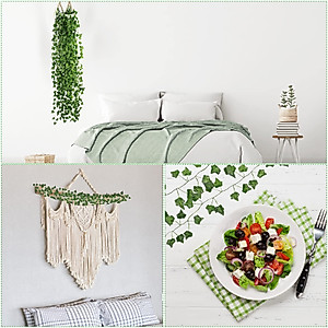 EZFLOWERY 12 Strands 84 Feet Artificial Ivy Vines Leaves, Silk Garland Fake Greenery Hanging Leaf Plants for Wedding, Wall Decor, Party, Room, Garden, Home Decor - Green