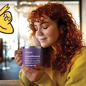 Chaos Coordinator Mug Tumbler -14oz Purple - Unique Gift Idea for Boss Women, Her, Best Mom, Coworker, Manager, Teacher, Boss Lady, Office, Wedding Planner, Thank You