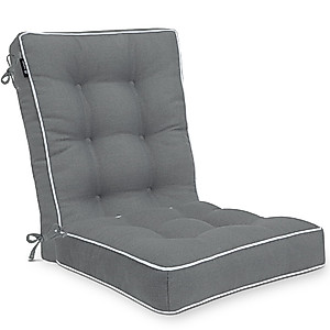 Favoyard Rocking Chair Cushion Set, Indoor & Outdoor Rocker Cushions, Water Resistant Seat Cushion Set for Patio Furniture 3-Year Color Fastness Chair Pads with Ties, Dark Gray