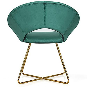 Giantex Modern Velvet Accent Chair, Comfy Cute Upholstered Vanity Desk Chair, Max Load 300 Lbs, Decorative Mid Century Single Sofa Armchair for Living Room, Bedroom, Dining Room, Green