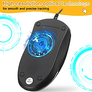 Kathfly 50 Pcs Black Wired USB Computer Mouse Bulk 1000 DPI 3 Button Corded Mouse with Home Office Noiseless Simple USB Mouse for Computer Laptop Desktop PC