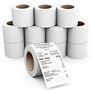 Misofuki 12 Rolls 2.28”x85Ft. Weak Sticky Thermal Linerless Labels Compatible for Epson TM-L90 Liner-Free Thermal POS Printer,BIXOLON SRP-S300LX/TX,SRP-S320,SRP Thermal Receipt Printer