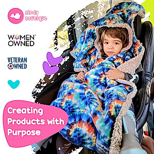 Birdy Boutique Car Seat Poncho for Kids – Safe to Use Over Seat Belts – Reversible Warm and Cozy Blanket – Easy on Easy Off and Doesn’t Impact Car Seat Performance – Tie Dye – One Size