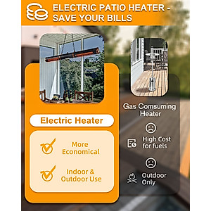 Star Patio Electric Patio Heater, Hanging Patio Heater, Ceiling Outdoor Heater with Remote, 750/1500W Infrared Heater with Cylinder Shape, Sectional & Silent Heating, IP54 Waterproof, STP2566-RMLED-C