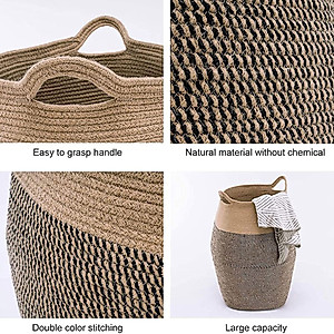 Tall Laundry Basket, 105L Large Laundry Hamper with Handles Tall Wicker Jute Woven Storage Basket for Dirty Clothes Blankets Towels - 25.6x 19.3 inches