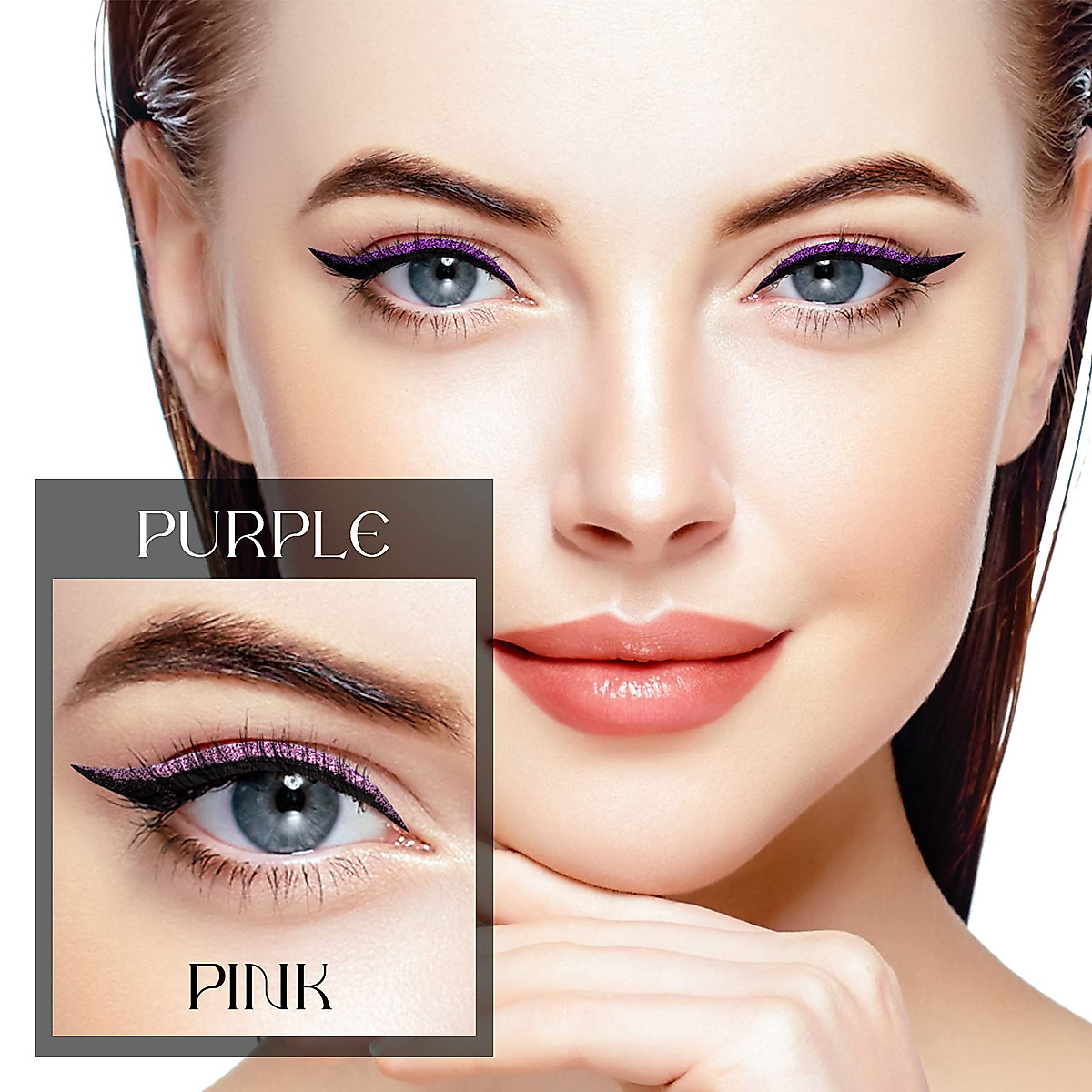 Sivak 16 Pairs Reusable Eyeliner Sticker Glitter Invisible Adhesive Eyeliner Sticker with Eyelashes Waterproof Shiny Eye Line Strip Sticker for Women Girl Halloween Makeup (Blue, Green, Pink, Purple)