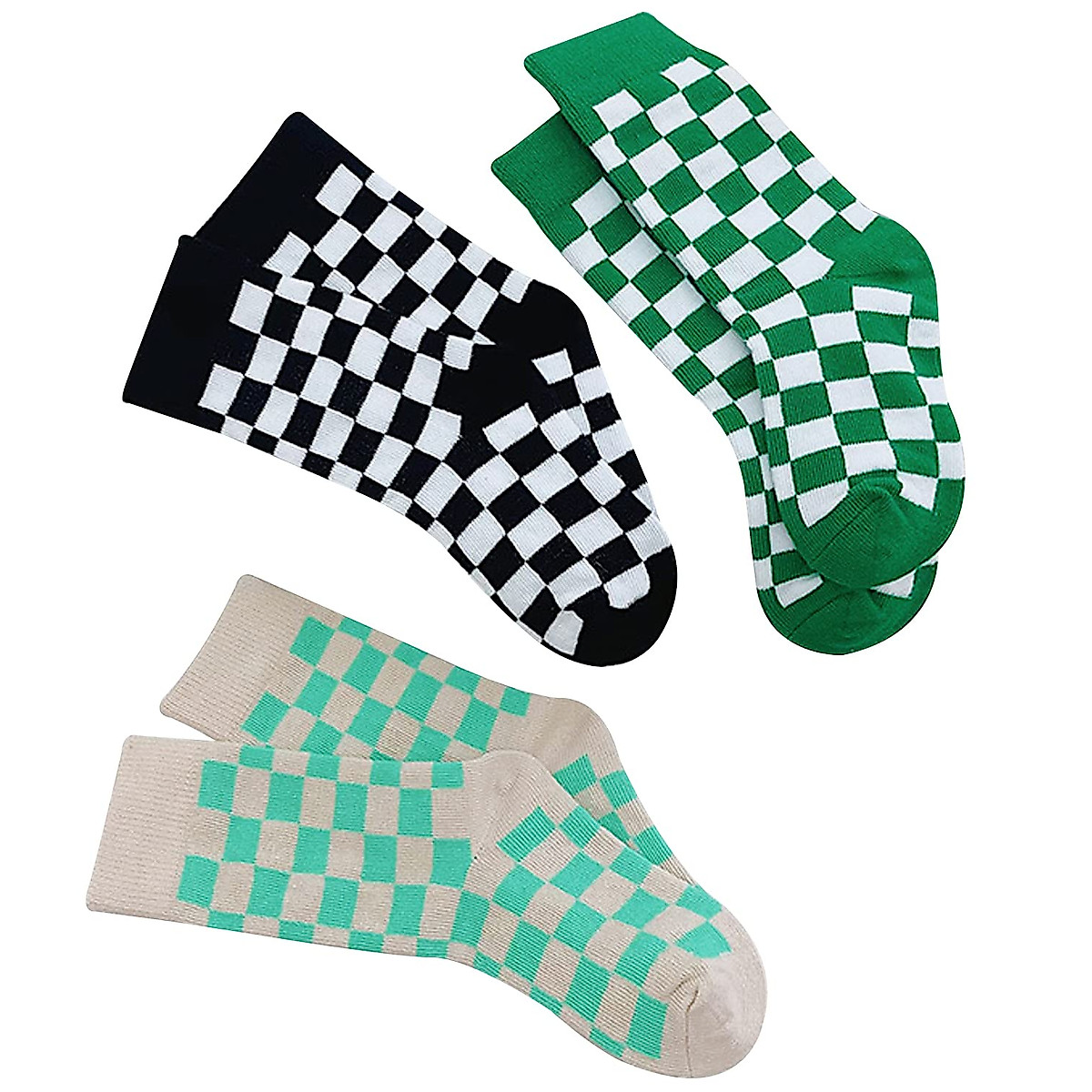 BonjourMrsMr Girls Checkered Crew Socks Cotton Cute Novelty Anklet Socks for Kids Toddler