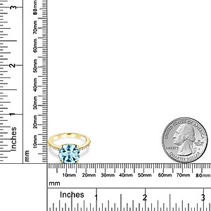 Gem Stone King 18K Yellow Gold Plated Silver 10MM Cushion Gemstone Birthstone Engagement Ring | Wedding Anniversary Promise Ring For Women | Available In Size 5, 6, 7, 8, 9