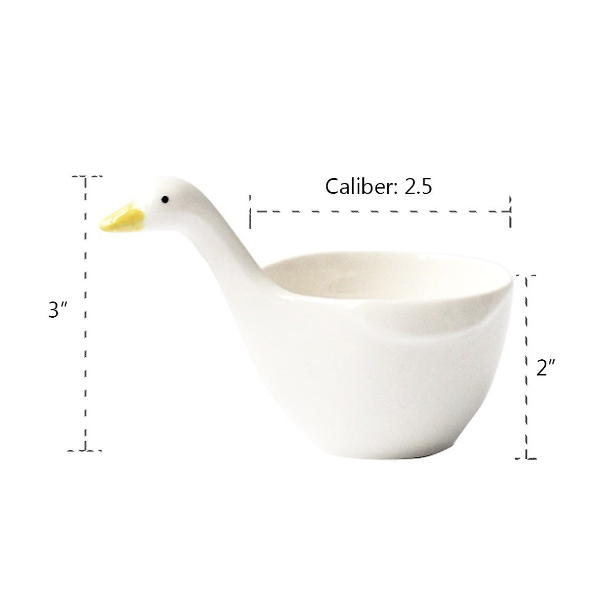 WAIT FLY 4pcs Cute Duck Shape Ceramic Dessert Bowls/Seasoning Dishes/Dipping Bowls/Ketchup Saucer/Tea Bag Holders for Salad Pudding Yogurt Best for Home Kitchen