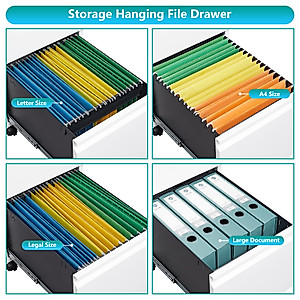 LISSIMO Metal File Cabinets with 2 Drawer,Under Desk Locking File Cabinet for Legal Letter Files, Office Storage Cabinet with Wheels Assembly Required White