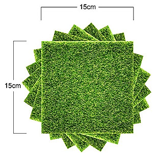 8 Packs Garden Craft Grass Fake Grass for Crafts 6 x 6 Inches Miniature Ornament Garden Dollhouse DIY Grass Fairy Artificial Grass Lawn