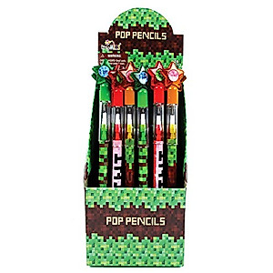 TINYMILLS 24 Pcs Pixel Miner Themed Multi Point Pencils Party Favor Mine Pixel Craft Back to School Pencils Classroom Rewards Prizes Goody Bag Treat Bag Stuffers