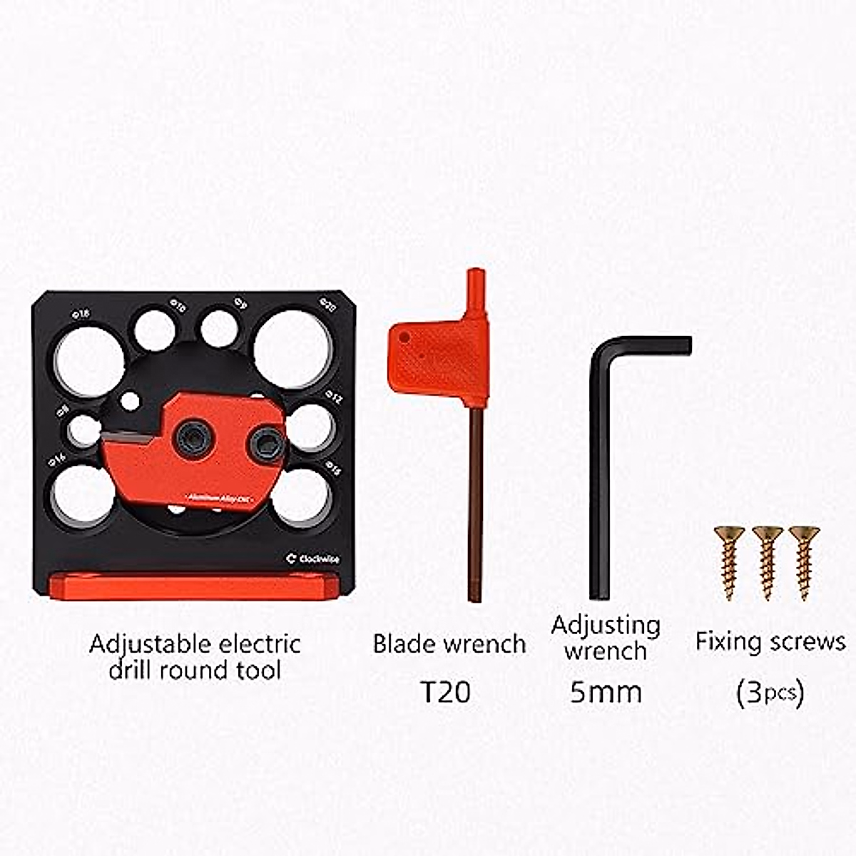 6Pcs Dowel Maker Jig Kit Metric 8mm to 20mm Adjustable Dowel Maker with Carbide Blade Electric Drill Milling Dowel Round Rod Auxiliary Tool for Wooden Rods Sticks Woodworking(Black red)