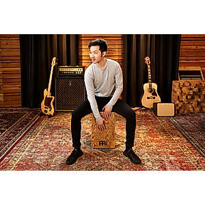 Meinl Cajon Box Drum with Internal Metal Strings for Adjustable Snare Effect – NOT MADE IN CHINA - Hardwood Full Size with Makah Burl Frontplate, 2-YEAR WARRANTY (CAJ3MB-M)