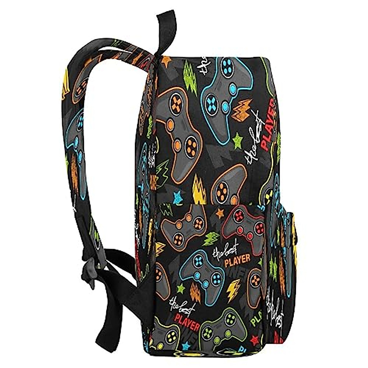 CUSPRINT Childish Backpack, Abstract Joystick Gamepad Black 14" Laptop Backpacks Bookbag for Grades 3-5, Lightweight