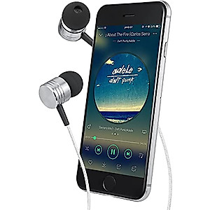 Betron B650 in Ear Headphones Earphones Wired with Noise Isolating Earbuds Tangle-Free Cord Carry Case Soft Ear Buds 3.5mm Plug (Silver)