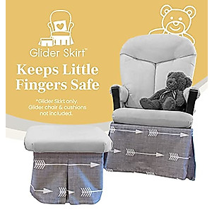 Glider Skirt, Universal Fit Safety Skirt for Glider Chair and Ottoman for Nursery, Baby Proofing Pinch Guard, Glider Chair and Ottoman Sold Separately, Slate Arrow Style