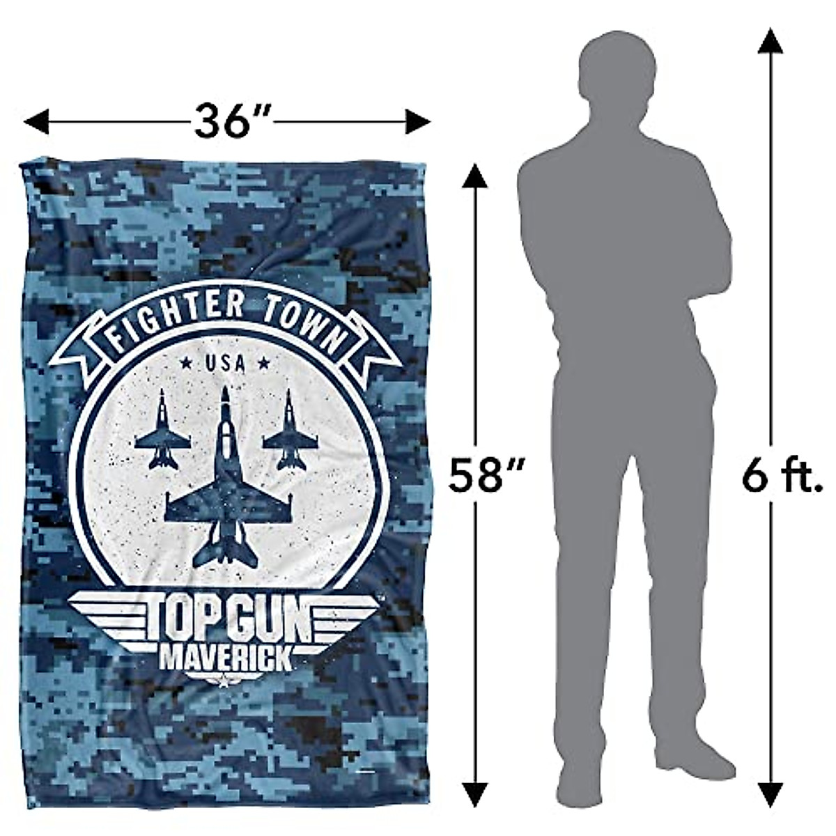 Top Gun: Maverick Blanket, 36"x58" Fighter Town USA Silky Touch Super Soft Throw Blanket