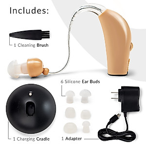 MSA 30X Sound Amplifier BTE PSAD | 30X Amplification | Recharging Station, 6 Silicone Tips & 1 Cleaning Brush | Unisex | Right or Left Ear | Pack of 1