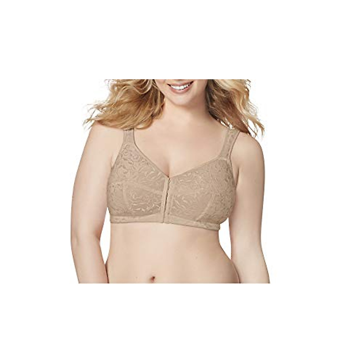 Just My Size Women's Easy On Front Close Wirefree Bra MJ1107, Nude, 40DD