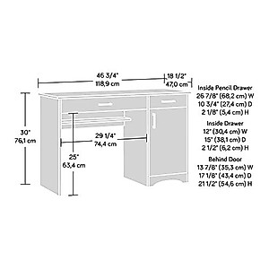 Sauder Beginnings Desk, L: 46.81" x W: 18.50" x H: 29.96", Summer Oak Finish