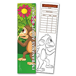 30 Assorted Coloring Bookmarks with Reading Logs (10 Designs, 3 Each)