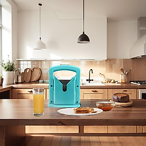 Bagel Slicer, Safety Handle, Bagel Cutter Stainless Steel (Aqua Sky)