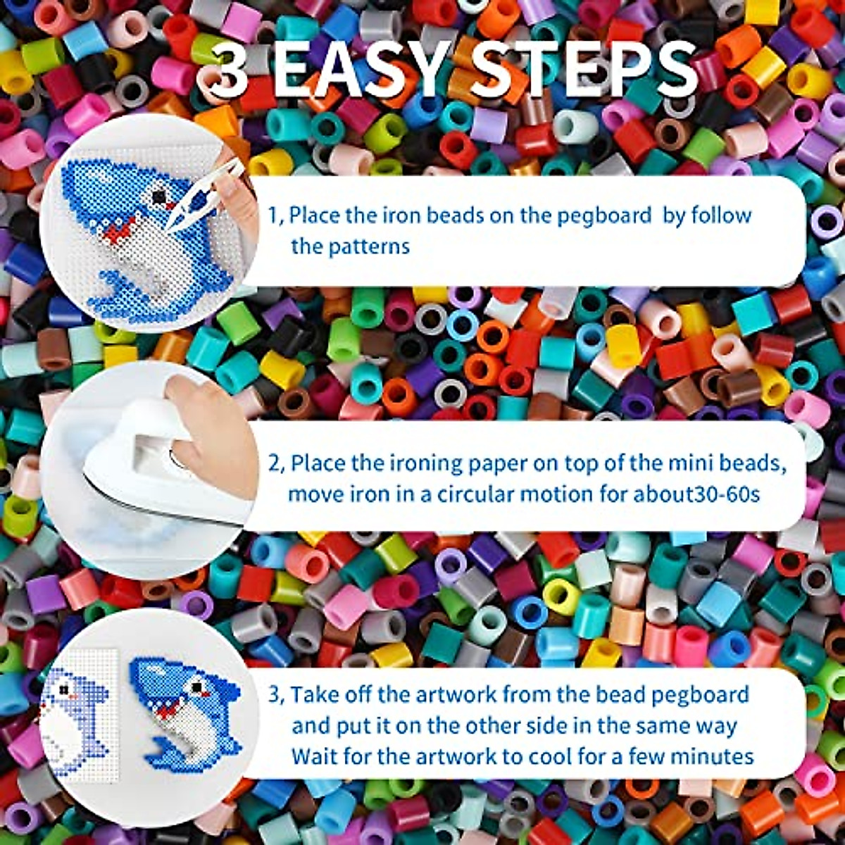 Artkal Fuse Beads 9,600 48 Colors Fusion Beads 5mm Melting Beads Sorted Beads 2 Boxes