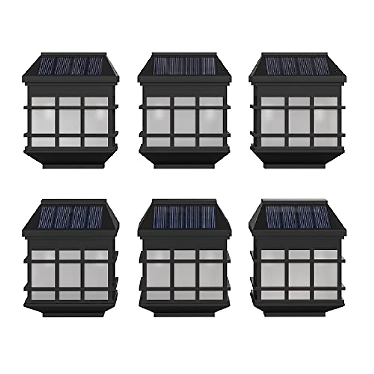 Flash Furniture DN-SL108-6-BK-GG 6 Pack Wall Mount LED Weather Resistant Decorative Powered Deck and Fencing Solar Lights, Black
