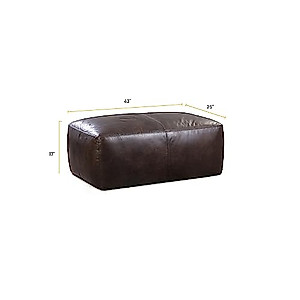 POLY & BARK Denver Leather Ottoman in Full-Grain Semi-Aniline Italian Tanned Leather in Madagascar Cocoa