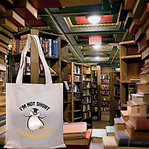 BDPWSS Funny Penguin Gift Penguin Lover Gift I'm Not Short I'm Penguin Sized Penguin Inspired Tote Bag (Penguin size TG)