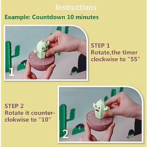 Ranvi Cute Cactus Shaped Time Manager 60 Minutes Mechanical Timer Kitchen Cooking Timer(Blue)