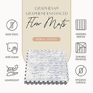 Famokids - Baby Play Mat, Tummy Time Mat, Soft & Comfortable Foam Play Mat for Baby, Interlocking Foam Mat, Non-Toxic & Waterproof Mat, Medium, 4 x 6 ft, Moonstone (Dark Gray)