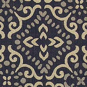 Gertmenian Indoor Outdoor Classic Flatweave Area Rug, Stain & UV Resistant Carpet, Deck, Patio, Poolside & Mudroom, 8x10 Ft Large, Floral Medallion, Navy Blue, 21571