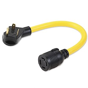 SURIEEN NEMA TT-30P to L14-30R Adapter Cord, 30 Amp 3 Prong to 4 Prong Generator Plug Adapter, Generator Transfer Switch Adapter Cord, RV Generator Plug to Inlet Box, STW 10 AWG, 1.5FT