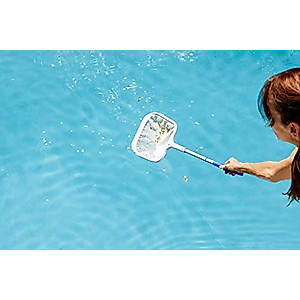 Poolmaster 21156 Small Pool, Spa, Hot Tub and Pond Leaf Skimmer with 2-Piece Adjustable Pole, White