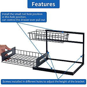 Under Sink Organizers and Storage,2-Tier L-Shaped Sliding Kitchen and Bathroom Cabinet Organizer,Pull-Out Double Shelf Drawer,Under Sink Shelf,Cabinet Organizer for Kitchen and Bathroom Storage