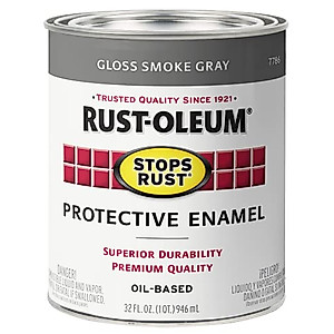 Rust-Oleum 7786502-2PK Stops Rust Brush On Paint, 1 Quarts (Pack of 2), Gloss Smoke Gray, 2 Can