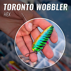 ETIC Toronto Wobbler 3", 1/2oz Fishing Spoons Kit 100% Made of Brass, 4 pcs Fishing Lures, Tackle, Hooks, Baits, Spinning, Casting, Trolling for Trout, Salmon, Pike, Walleye, Bass and Mores
