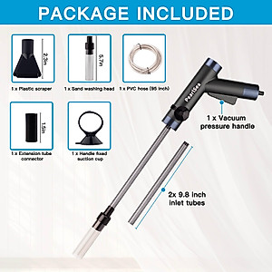 PearlSea Aquarium Tank Gravel Cleaner: Fish Tank Vacuum Cleaner with Aquarium Water Changer Vacuum Aquarium Siphon Vacuum Cleaner Algae Scraper Set for Fish Tank Water Changer Cleaning Sand and Gravel