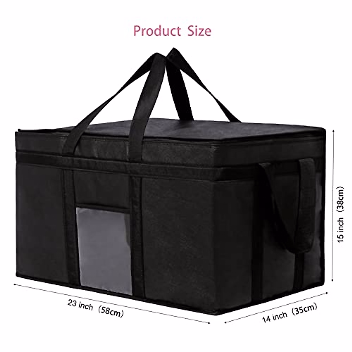 Insulated Food Delivery Bag，Reusable Food Warmer Delivery Bags for Hot and Cold,Collapsible Large Capacity and Durable, Suitable for Travel，Car，Camping (XXXL, Black)