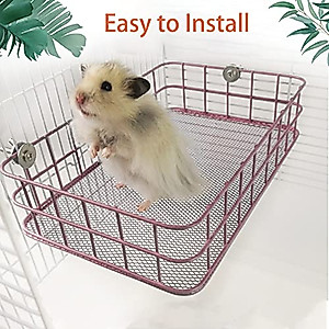 JSLZF Rat Cage Platform Accessories Hanging Rat Ledge Metal Ferret Hammock Squirrel Cage Bed Small Animal Habitat for Hamster, Sugar Glider, Rat- Pink