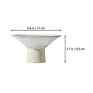 Cabilock Ceramic Footed Bowl Round Bowl Japanese- style Decorative Fruit Bowl Holder Dessert Display Stand Serving Tray for Kitchen Counter Centerpiece Table Decor (6.6x3.7 inch)