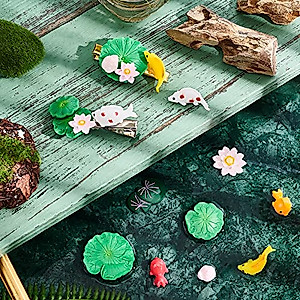 CHGCRAFT 28Pcs 14 Style Miniature Resin Water Lily Pads Aquarium Fish Tank Decoration Leaf-Realistic Artificial Floating Lotus Flowers for Terrariums Fairy Garden Pool Patio Pond Wedding Decor