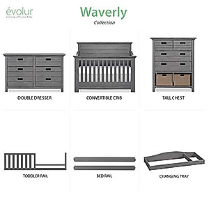 Evolur Waverly Double Dresser, Rustic Grey , 54x20.25x33 Inch (Pack of 1)