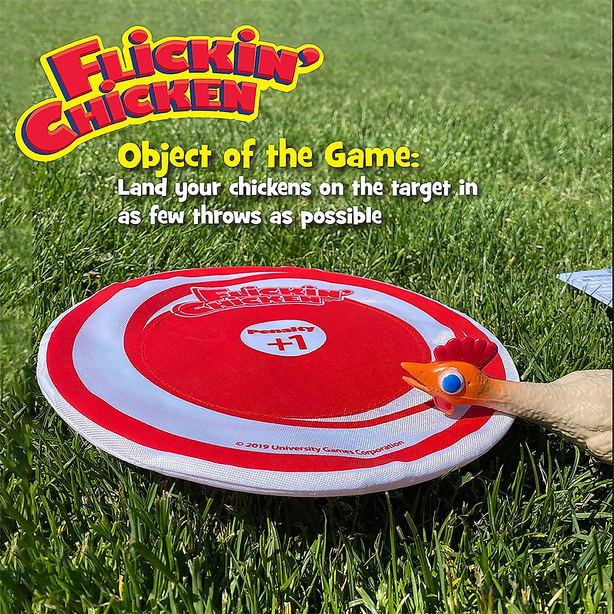 University Games | Flickin Chicken Indoor Outdoor Target Toss Game, The Go Anywhere Game for 2 or More Players Ages 6 and Up