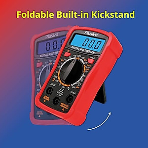 Plusivo Digital Multimeter Tester 2000 Counts AC DC Voltmeter Ohm Volt Amp Multi Meter Measures Voltage, Resistance, Current, Continuity, Tests Battery and Diode with Test Probes for Electricians