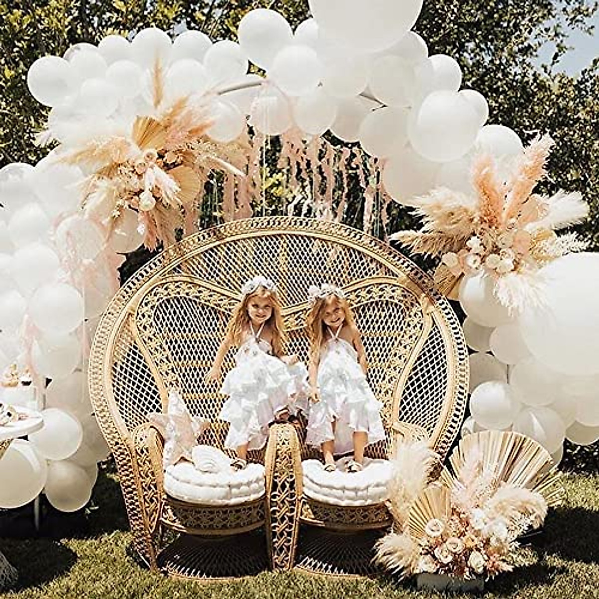 SANERYI White Balloons Garland Arch Kit (Pack of 150) Matte Latex Balloon Different Sizes for Wedding Baby Shower Decorations (18 10 5 Inch)